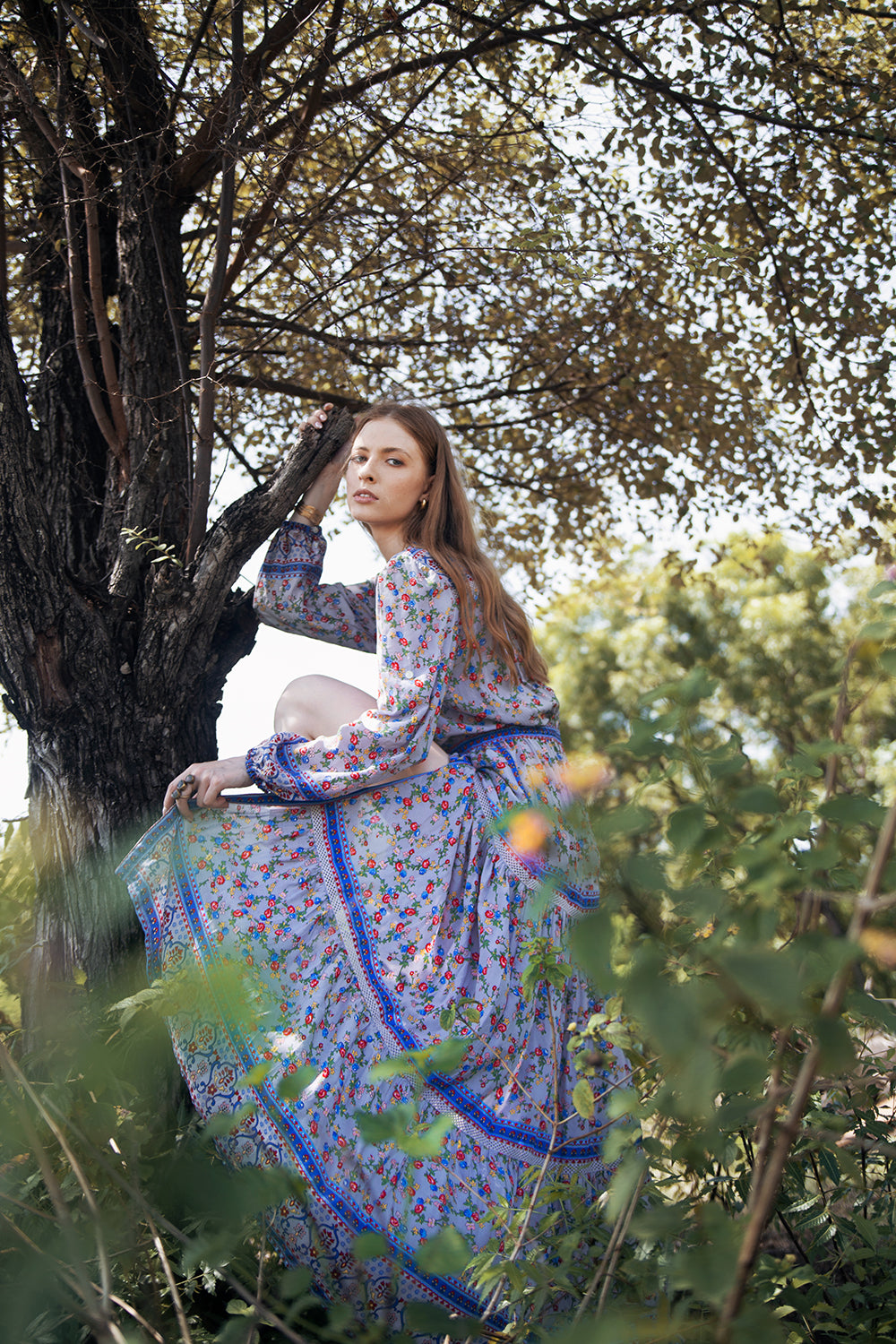 Alannah Maxi Dress - Lavender Grey - Ditsy Charm by Tulle and Batiste