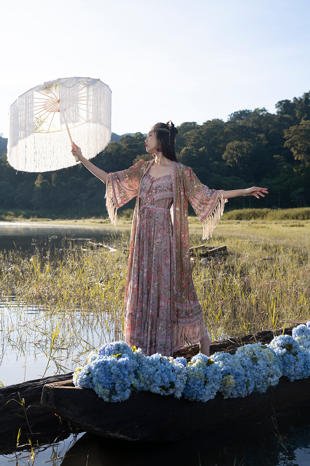 Phoenix Long Robe | Golden Olive | Celestial by Tulle and Batiste