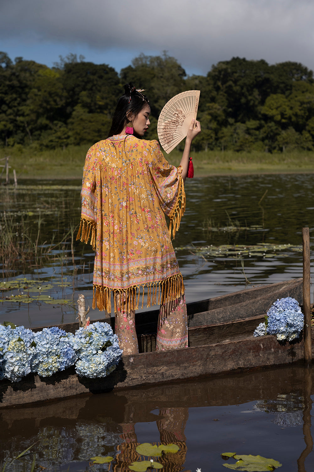 Phoenix Short Robe - Chinese Gold - Celestial by Tulle and Batiste