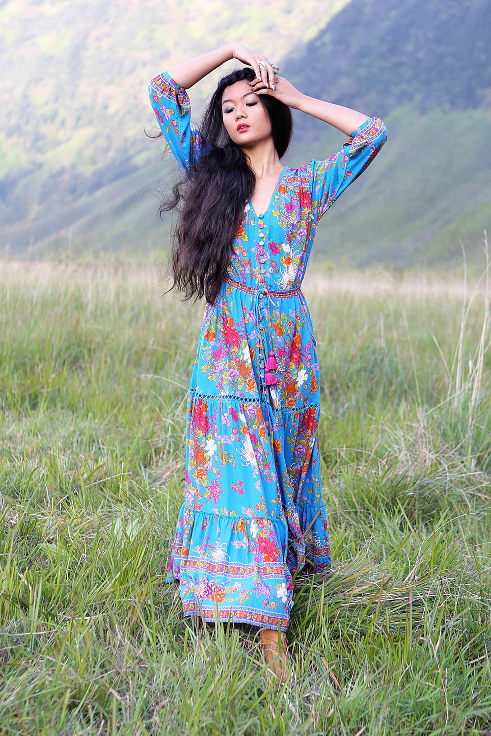 Amara Maxi Dress - Blue Jewel