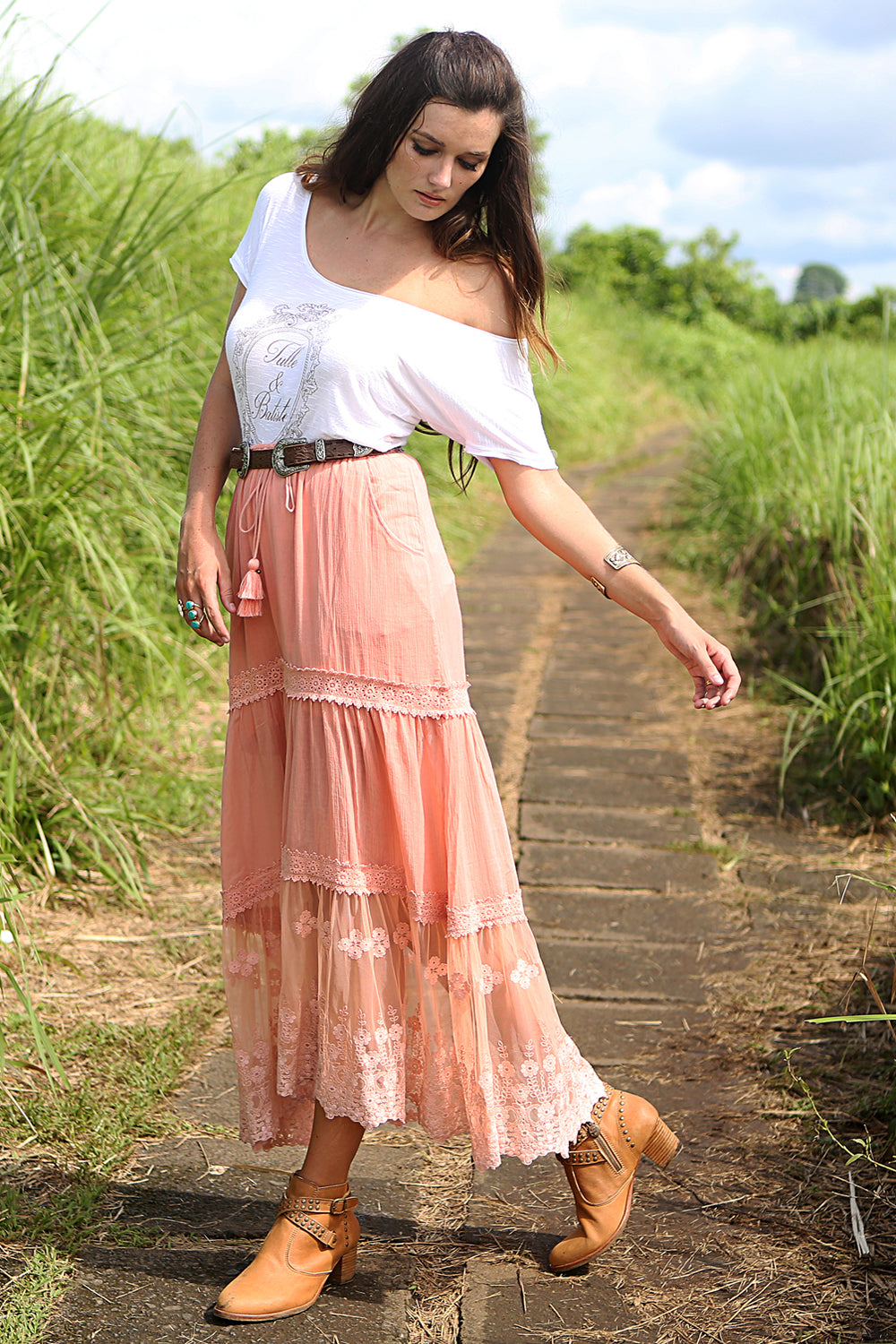 Willow Maxi Skirt - Peach Daiquiri